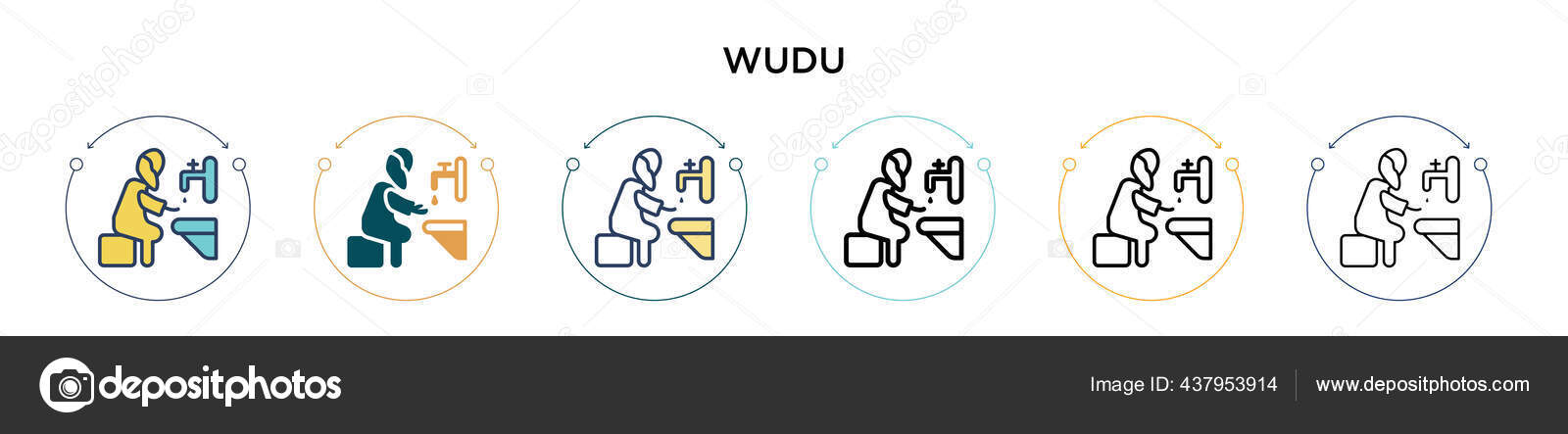Wudu Icon Filled Thin Line Outline Stroke Style Vector Illustration ...