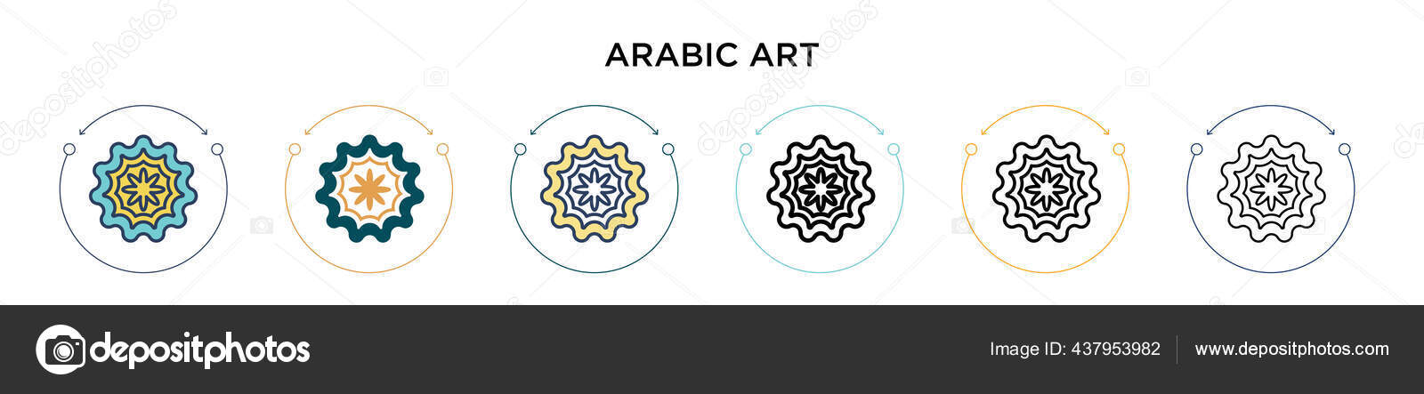 Arabic Art Icon Filled Thin Line Outline Stroke Style Vector Stock ...