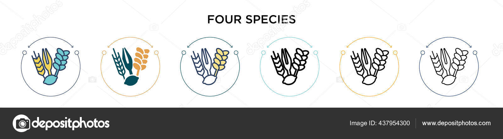Four Species Icon Filled Thin Line Outline Stroke Style Vector Stock ...