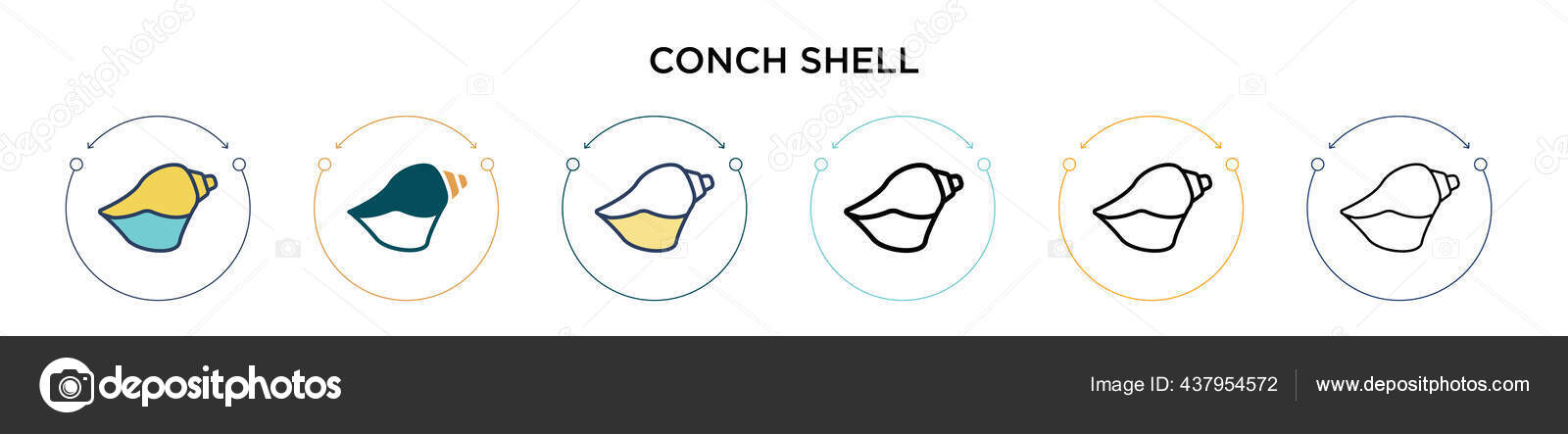 Conch Shell Icon Filled Thin Line Outline Stroke Style Vector Stock ...
