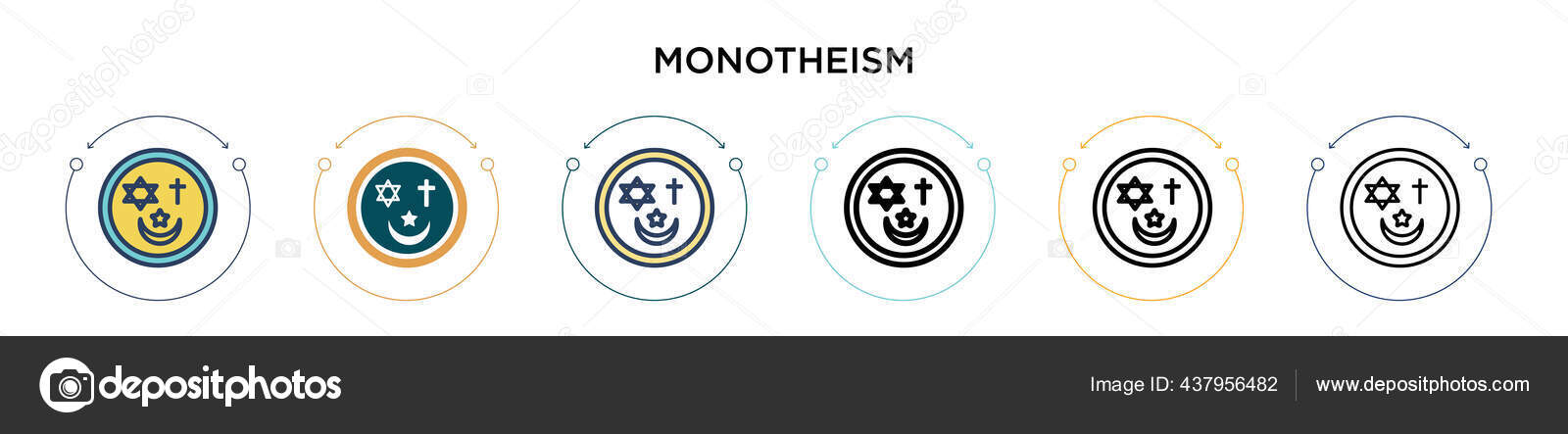 Monotheism Icon Filled Thin Line Outline Stroke Style Vector ...