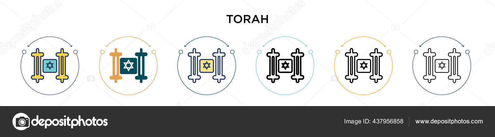 Torah Icon Filled Thin Line Outline Stroke Style Vector Illustration ...