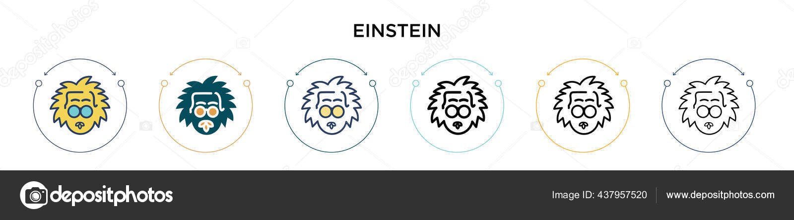 Einstein Icon Filled Thin Line Outline Stroke Style Vector Illustration ...