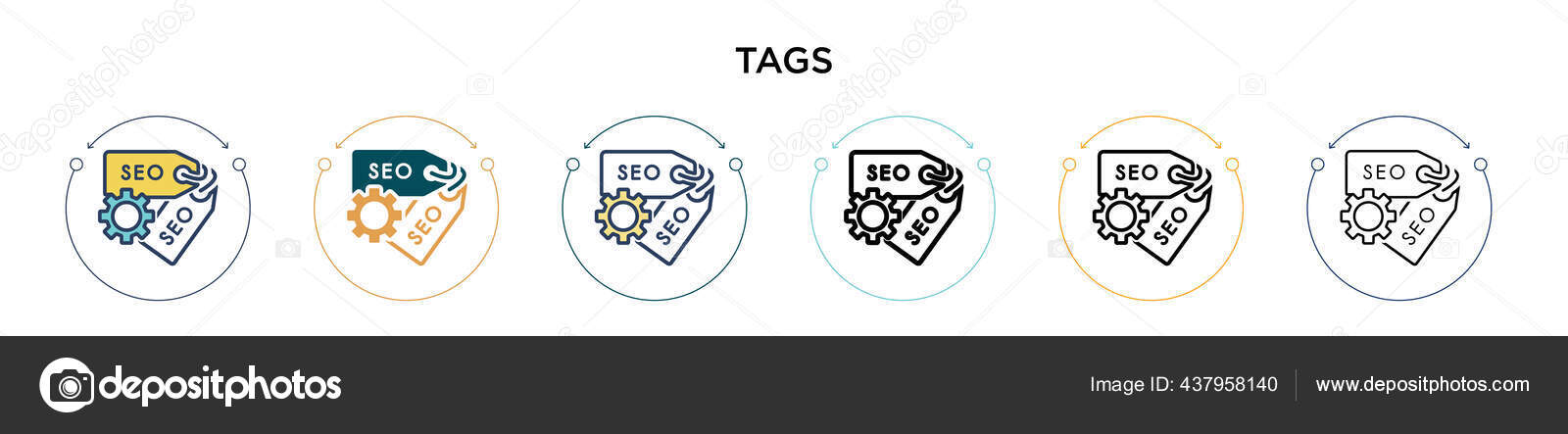 Tags Icon Filled Thin Line Outline Stroke Style Vector Illustration ...