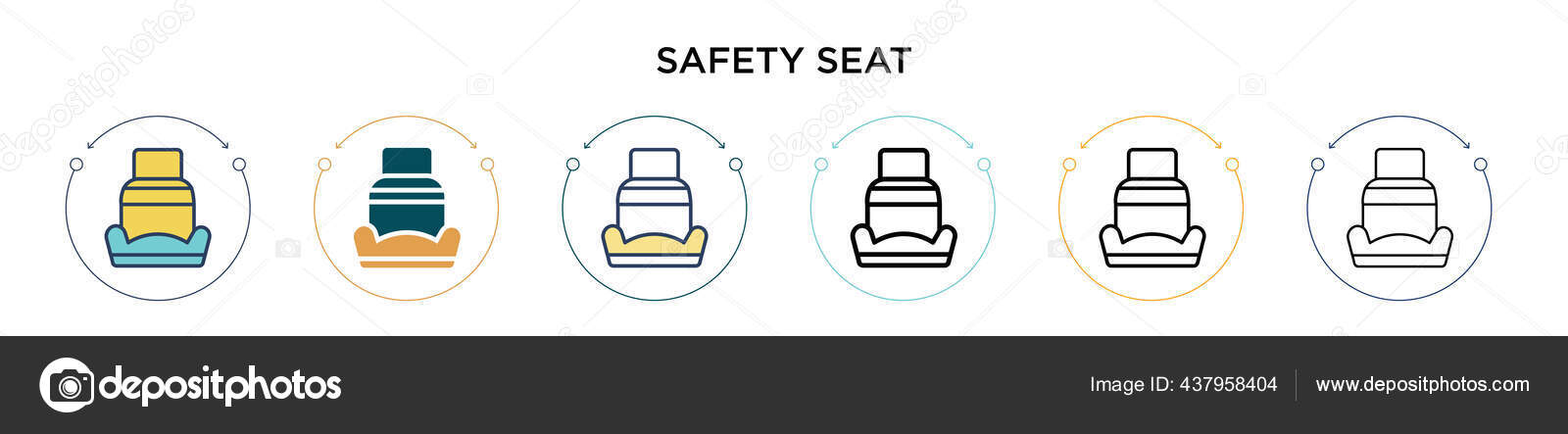Safety Seat Icon Filled Thin Line Outline Stroke Style Vector Stock ...