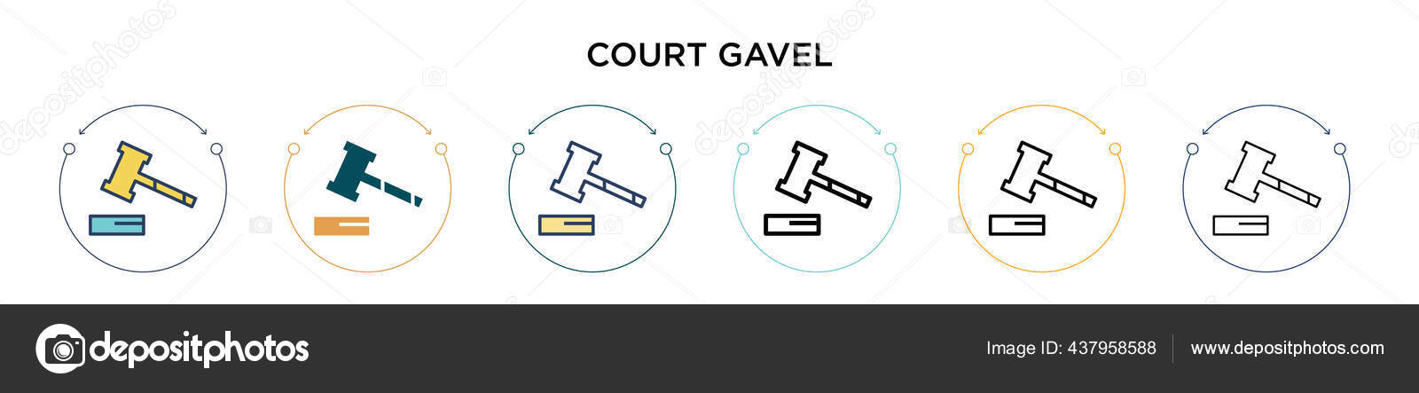 Court Gavel Icon Filled Thin Line Outline Stroke Style Vector Stock ...