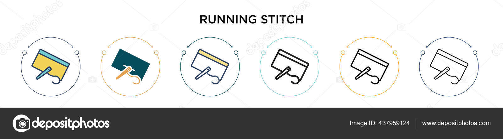Running Stitch Icon Filled Thin Line Outline Stroke Style Vector Stock ...