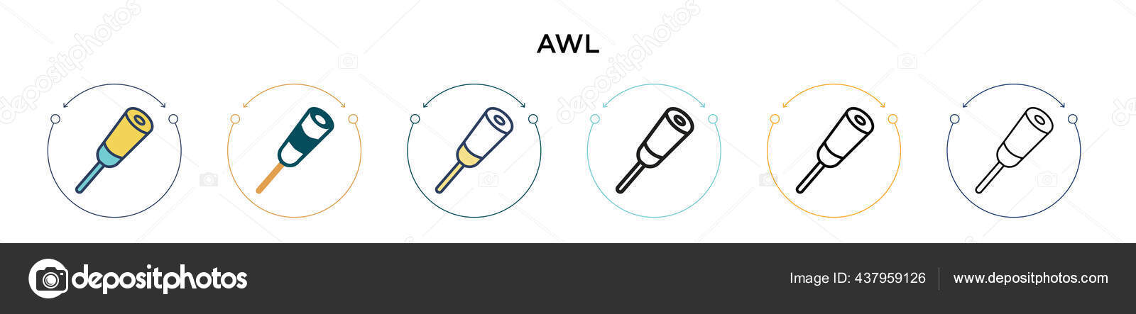Awl Icon Filled Thin Line Outline Stroke Style Vector Illustration ...