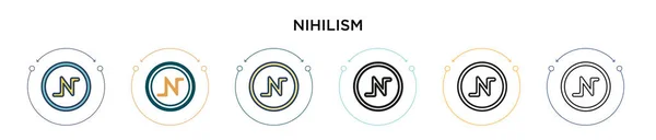 Icono de nihilismo en línea llena, delgada, contorno y estilo de trazo ...