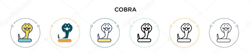 Icono de Cobra en línea llena, delgada, contorno y estilo de trazo. Ilustración vectorial de dos ...