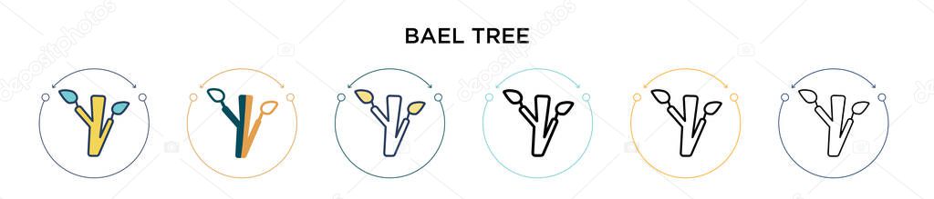 Icono del árbol de Bael en línea llena, delgada, contorno y estilo de ...