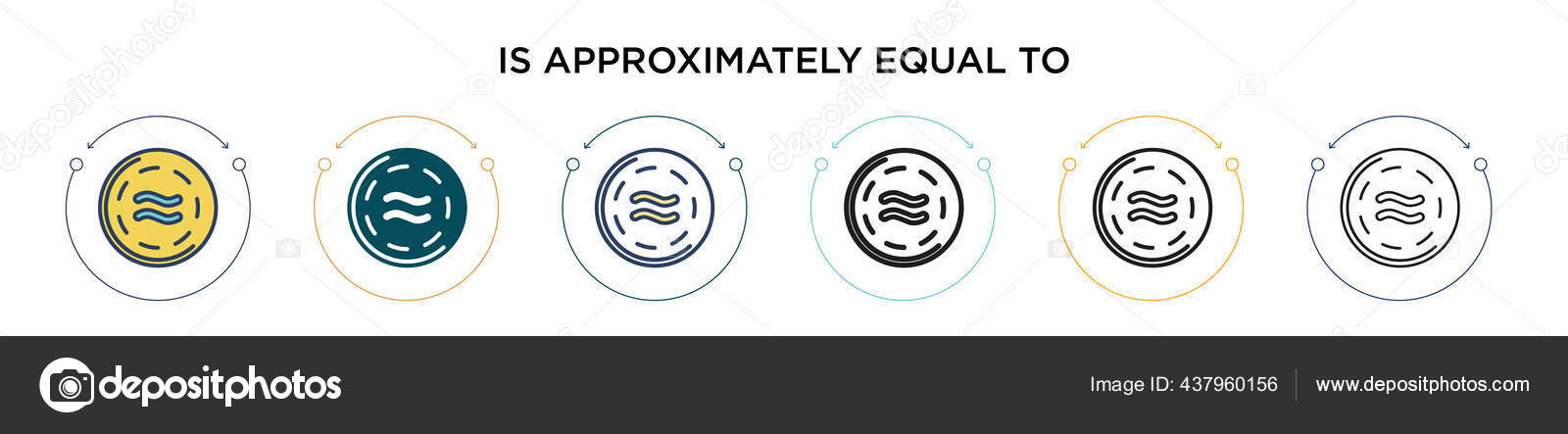 Approximately Equal Symbol Icon Filled Thin Line Outline Stroke Style ...