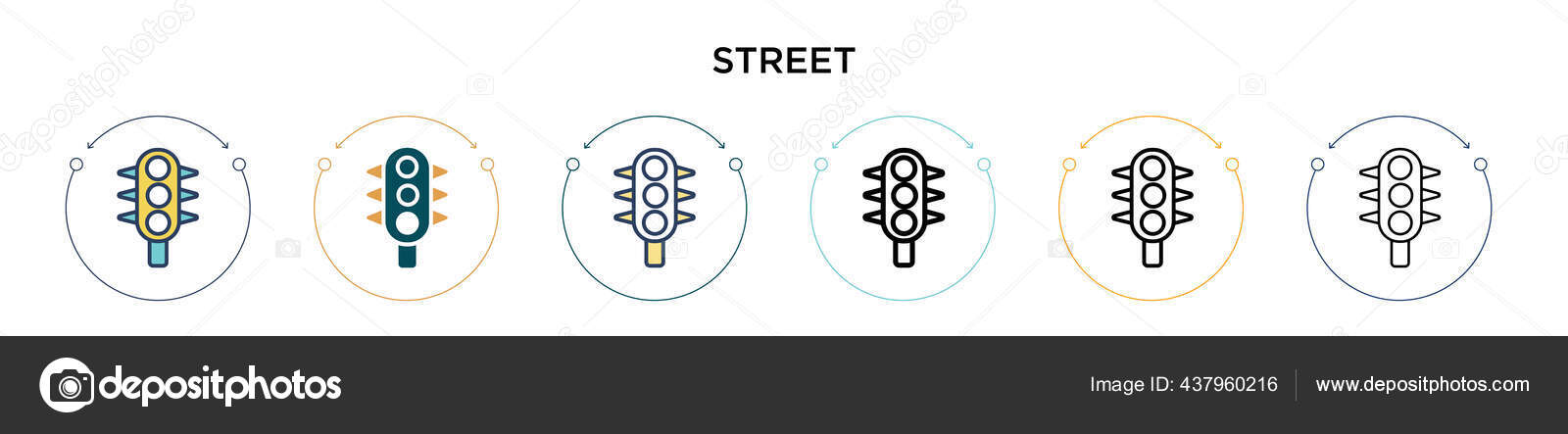Street Signals Icon Filled Thin Line Outline Stroke Style Vector Stock ...