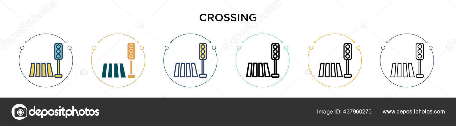 Crossing Icon Filled Thin Line Outline Stroke Style Vector Illustration ...