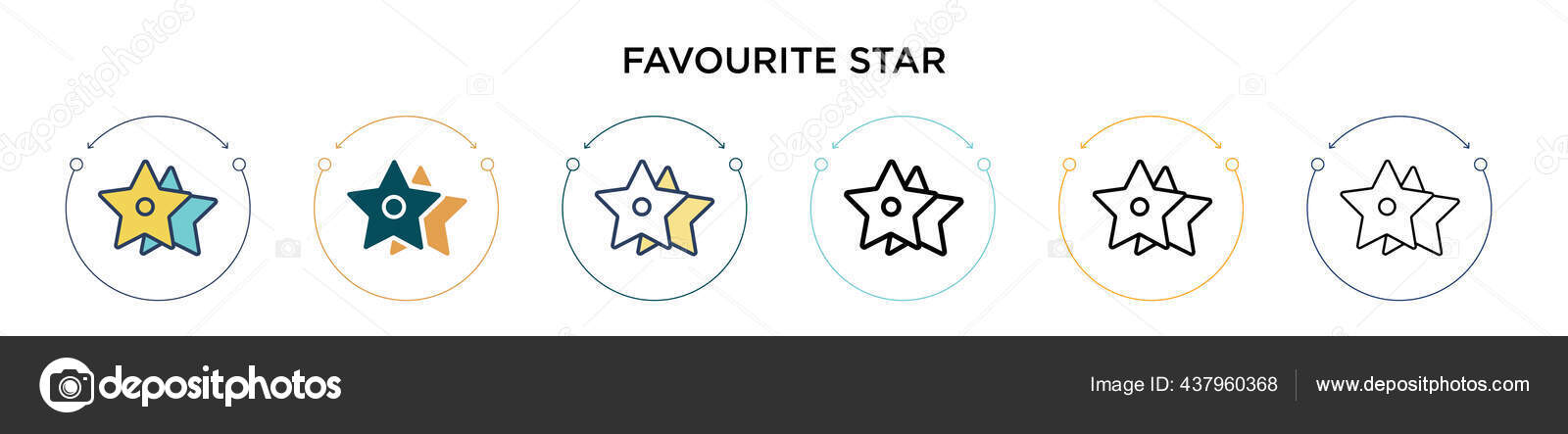 Favourite Star Icon Filled Thin Line Outline Stroke Style Vector Stock ...