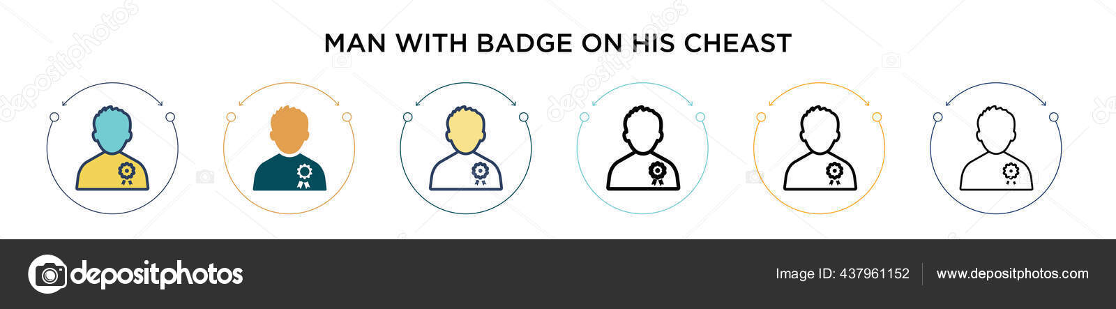 Man Badge His Cheast Icon Filled Thin Line Outline Stroke Stock Vector ...