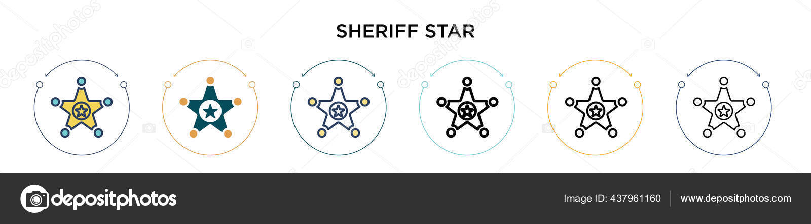 Sheriff Star Icon Filled Thin Line Outline Stroke Style Vector Stock ...