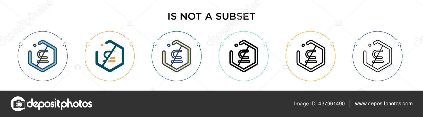 Subset Symbol Icon Filled Thin Line Outline Stroke Style Vector Stock ...