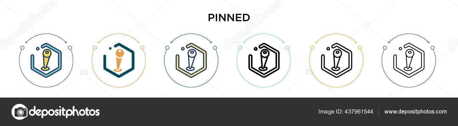 Pinned Icon Filled Thin Line Outline Stroke Style Vector Illustration ...