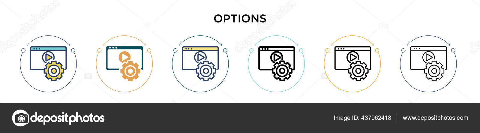 Options Icon Filled Thin Line Outline Stroke Style Vector Illustration ...