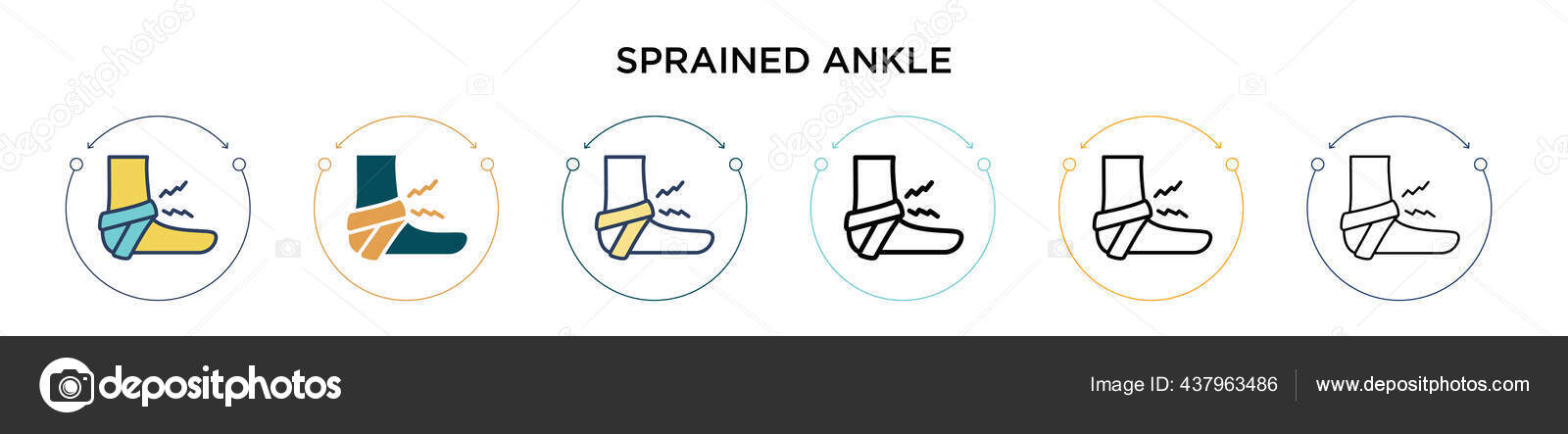 Sprained Ankle Icon Filled Thin Line Outline Stroke Style Vector Stock ...