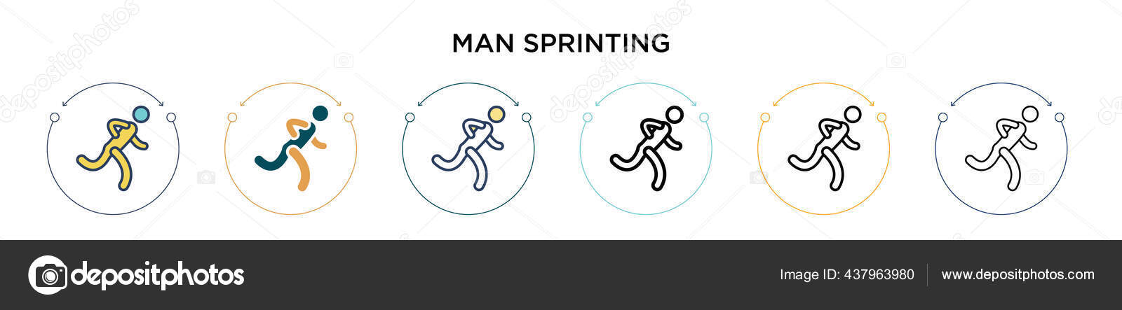 Man Sprinting Icon Filled Thin Line Outline Stroke Style Vector Stock ...