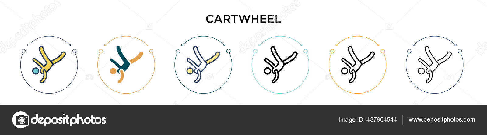 Cartwheel Icon Filled Thin Line Outline Stroke Style Vector ...