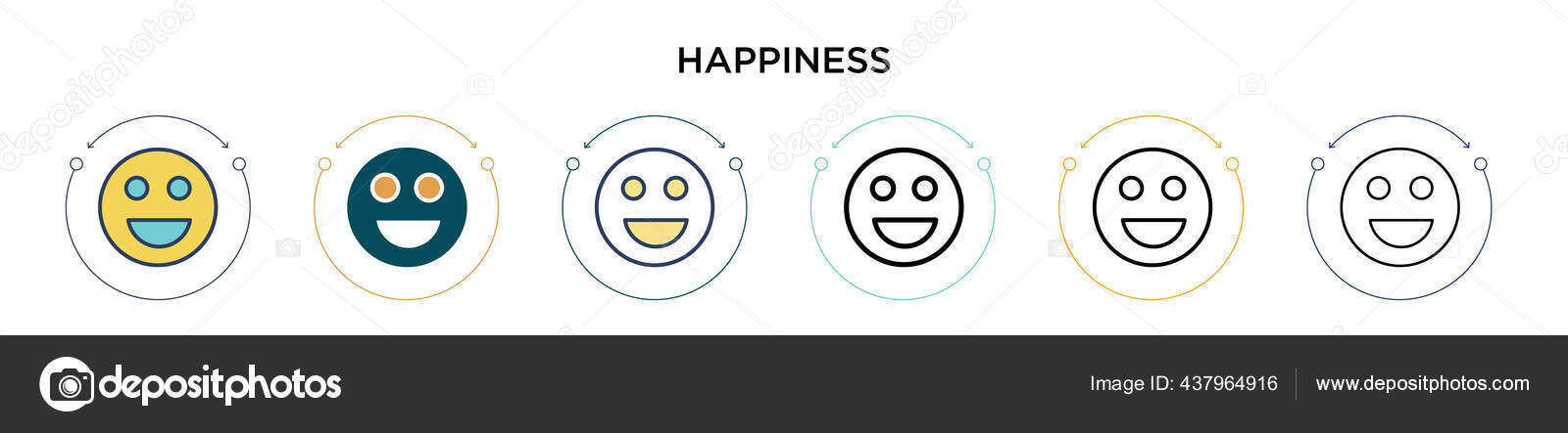 Happiness Icon Filled Thin Line Outline Stroke Style Vector ...