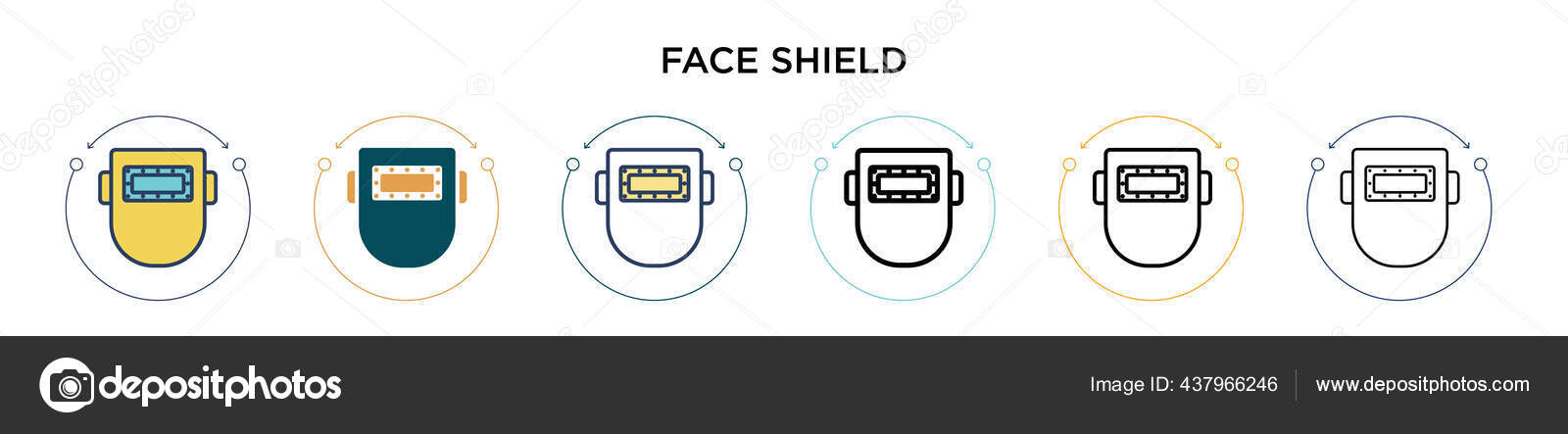 Face Shield Icon Filled Thin Line Outline Stroke Style Vector Stock ...