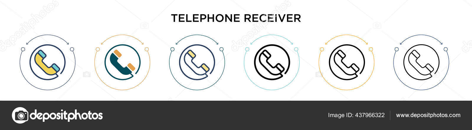 Icono Del Receptor Telefónico Línea Completa Delgada Contorno Estilo ...