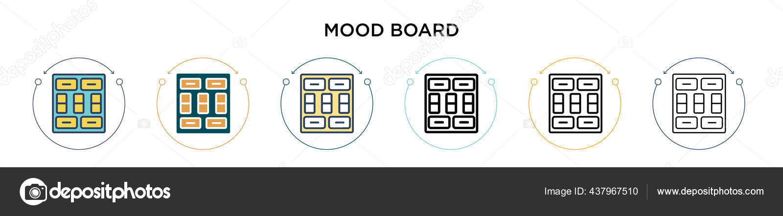 Mood Board Icon Filled Thin Line Outline Stroke Style Vector Stock ...