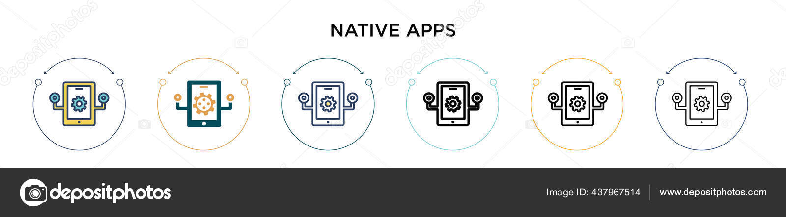 Native Apps Icon Filled Thin Line Outline Stroke Style Vector Stock ...