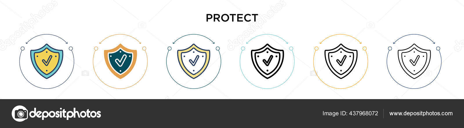 Protect Icon Filled Thin Line Outline Stroke Style Vector Illustration ...