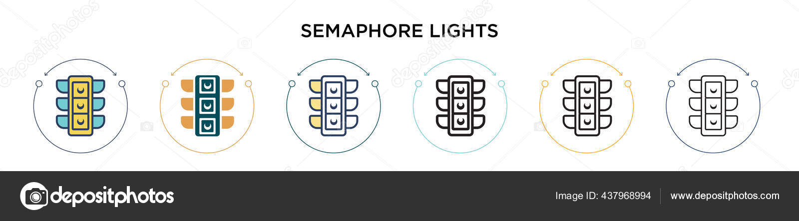 Semaphore Lights Icon Filled Thin Line Outline Stroke Style Vector ...