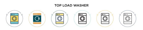 Top load washer outline vector icon. Thin line black top load washer ...