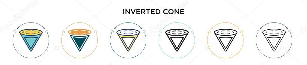Icono de cono invertido en línea llena, delgada, contorno y estilo de ...