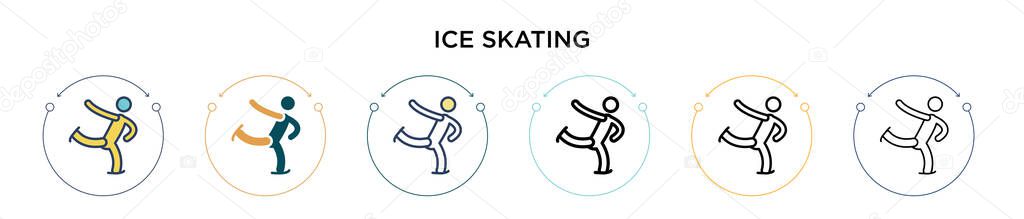 Ice skating sign icon in full, thin line, outline and stroke style ...