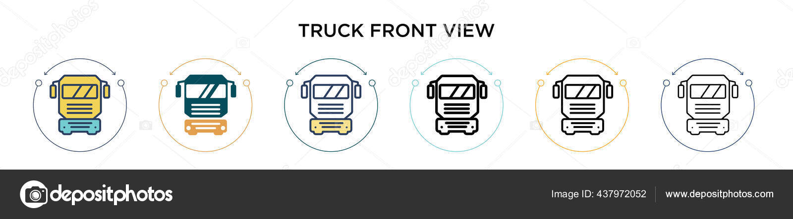 Truck Front View Icon Filled Thin Line Outline Stroke Style Stock ...