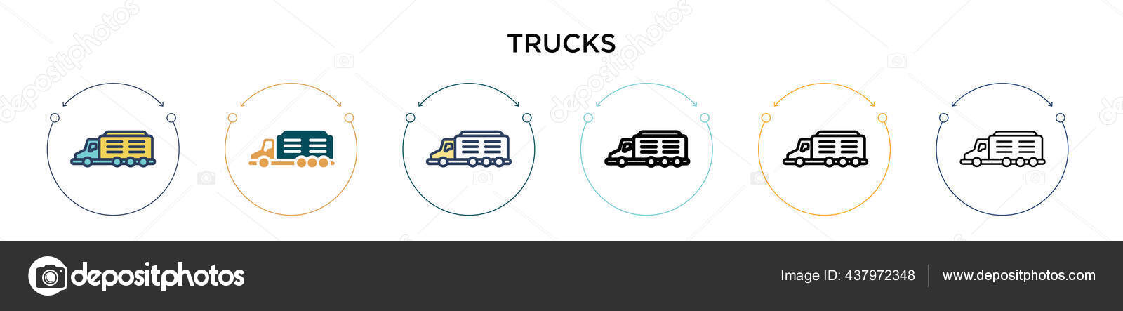 Trucks Icon Filled Thin Line Outline Stroke Style Vector Illustration ...
