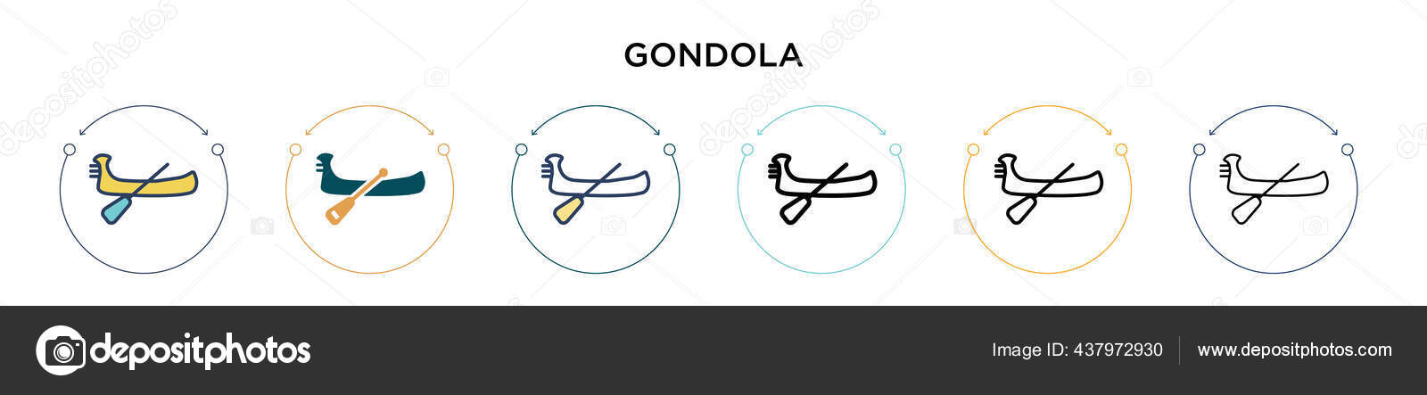 Gondola Icon Filled Thin Line Outline Stroke Style Vector Illustration ...