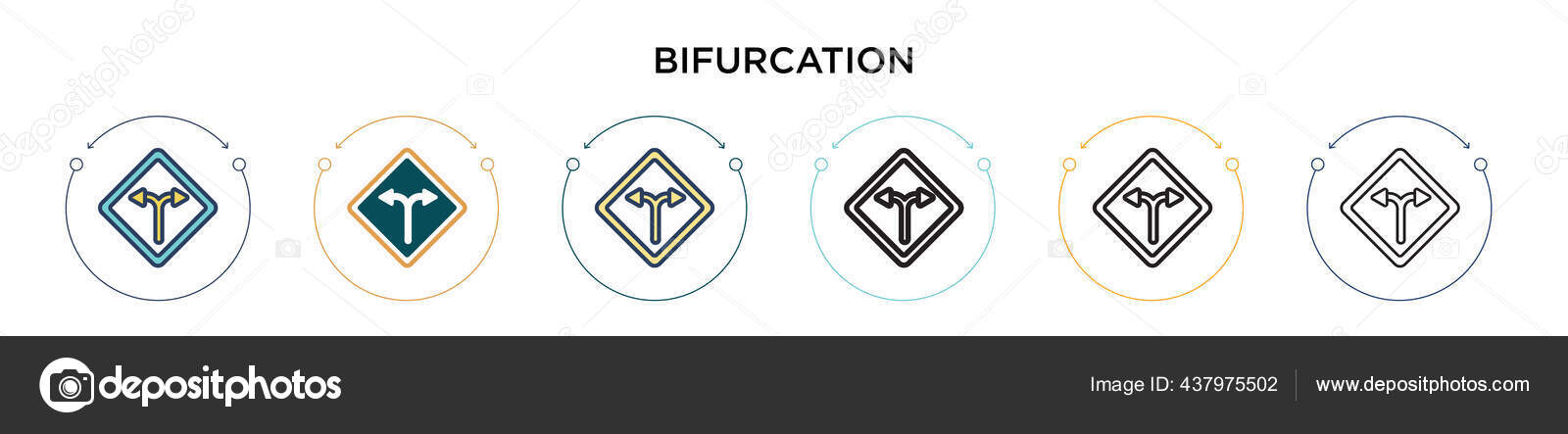 Bifurcation Signal Icon Filled Thin Line Outline Stroke Style Vector ...
