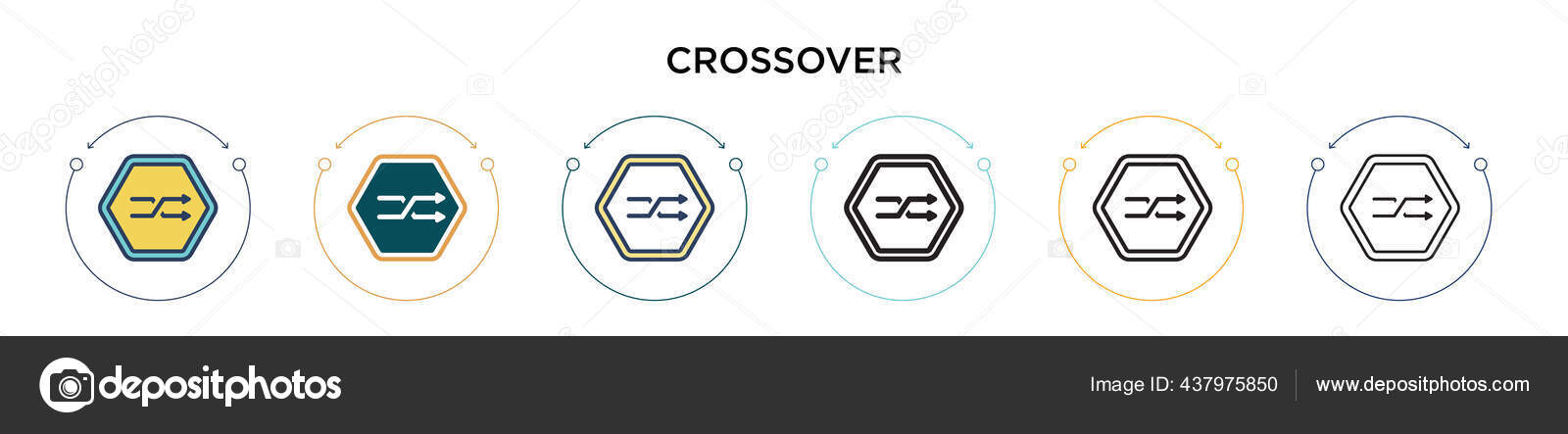 Crossover Icon Filled Thin Line Outline Stroke Style Vector ...