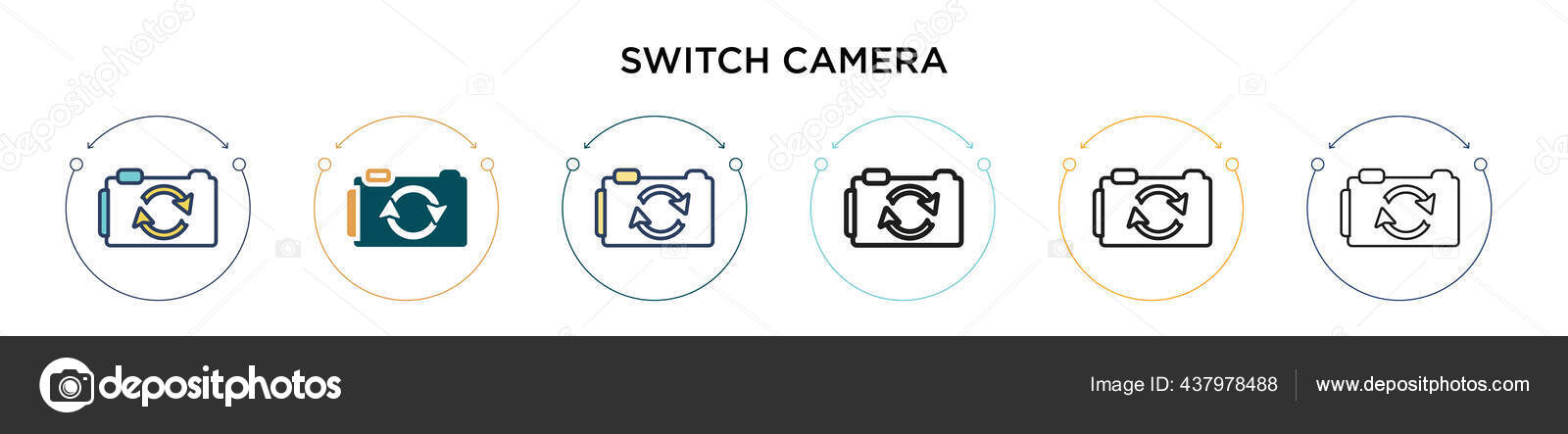Switch Camera Icon Filled Thin Line Outline Stroke Style Vector Stock ...