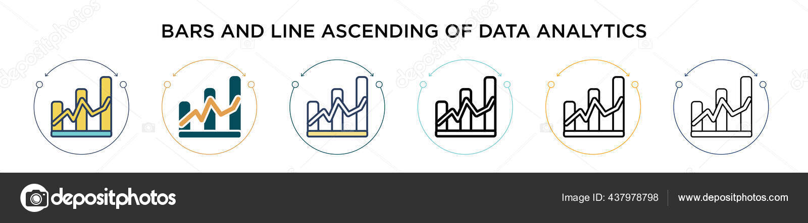 Bars Line Ascending Data Analytics Icon Filled Thin Line Outline Stock Vector Image by ©Digital ...