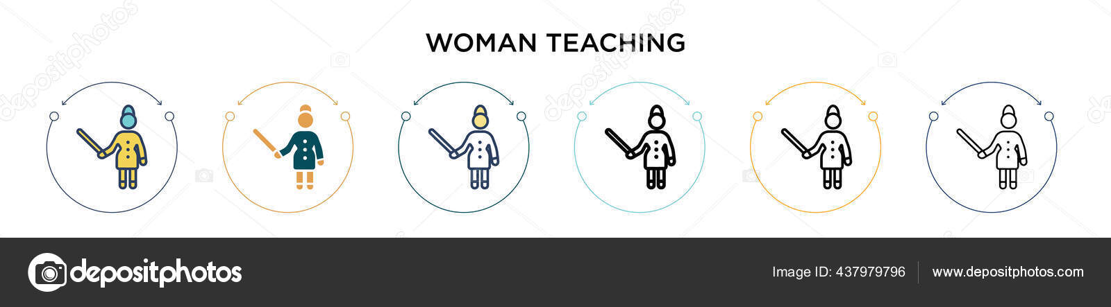 Woman Teaching Icon Filled Thin Line Outline Stroke Style Vector Stock Vector Image by ©Digital ...