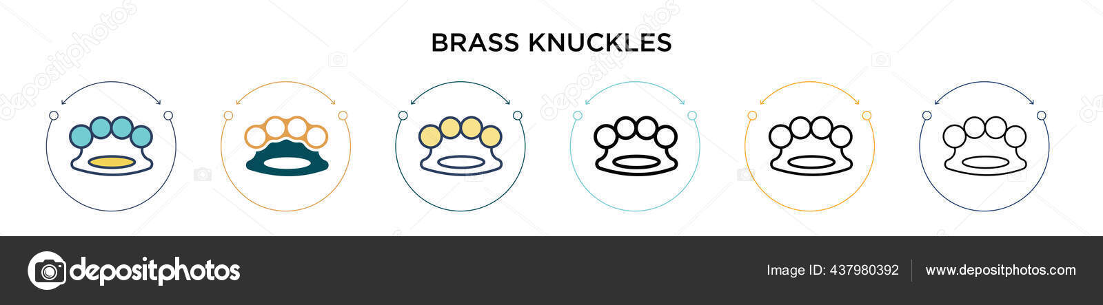 Brass Knuckles Icon Filled Thin Line Outline Stroke Style Vector Stock ...