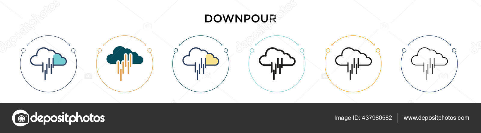 Downpour Icon Filled Thin Line Outline Stroke Style Vector Illustration ...