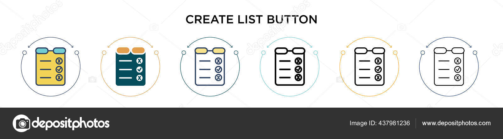 Create List Button Icon Filled Thin Line Outline Stroke Style Stock ...