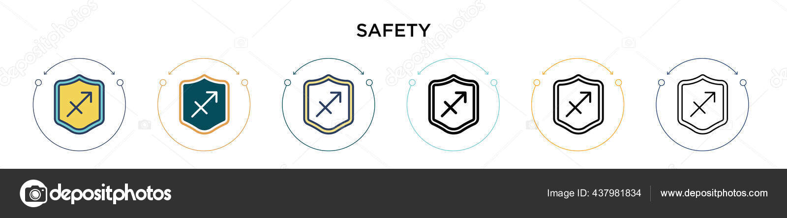 Safety Icon Filled Thin Line Outline Stroke Style Vector Illustration ...