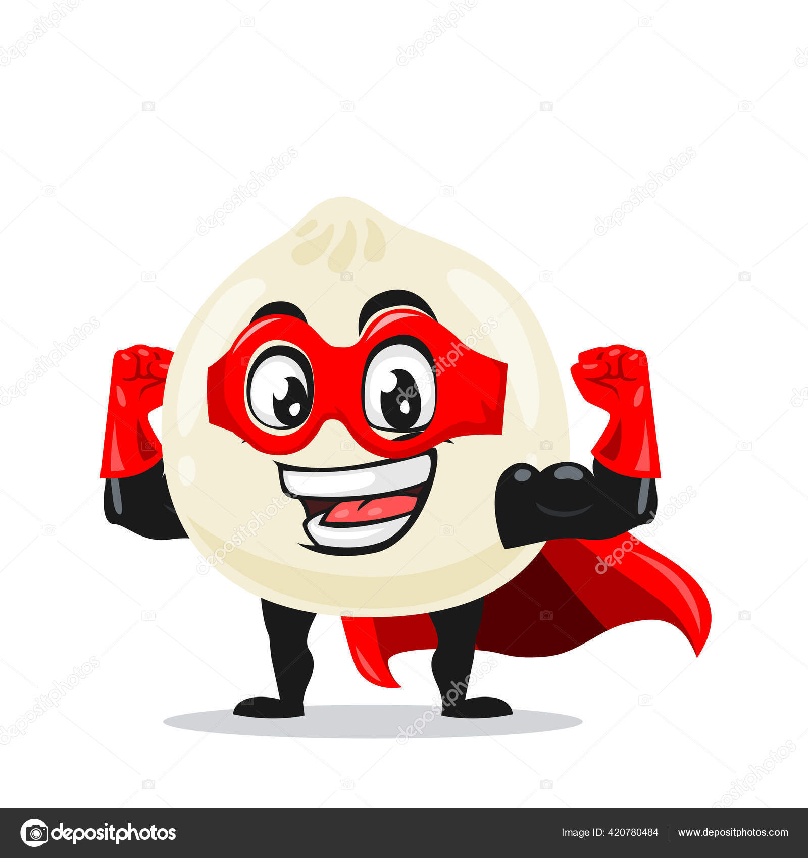 Vector Illustration Dimsum Mascot Character Wearing Super Hero Costume ...